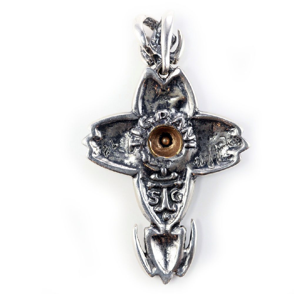 Wavy Sterling Silver & Bronze Cross